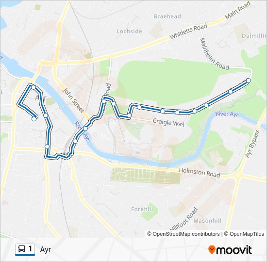 1 Route: Schedules, Stops & Maps - Ayr (Updated)