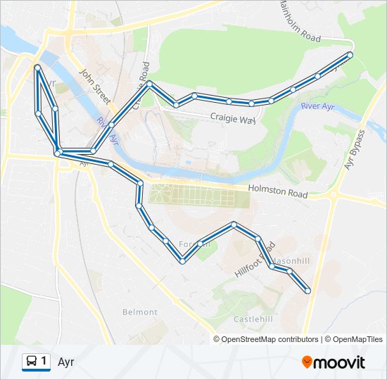 1 Route: Schedules, Stops & Maps - Ayr (Updated)