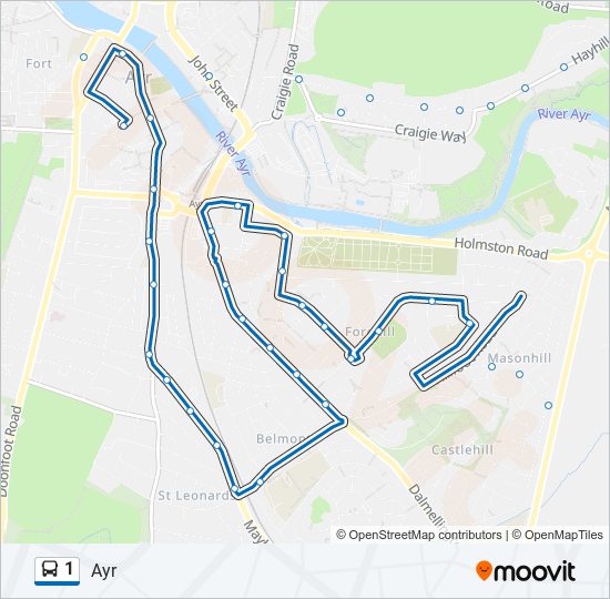 1 Route: Schedules, Stops & Maps - Ayr (Updated)