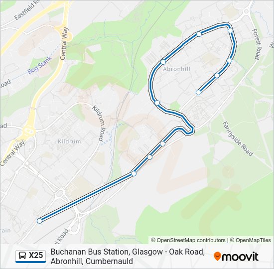 X25 Route: Schedules, Stops & Maps - Carbrain (Updated)