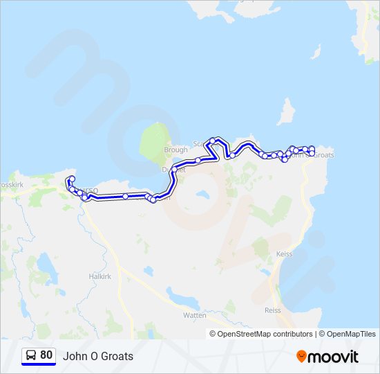 80 Route: Schedules, Stops & Maps - John O Groats (Updated)