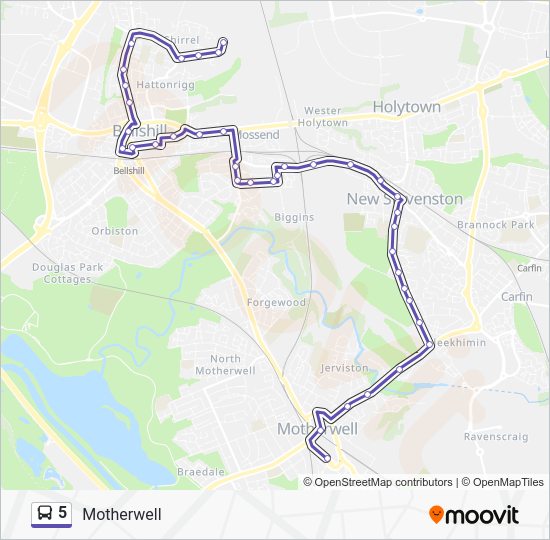 5 Route: Schedules, Stops & Maps - Motherwell (Updated)