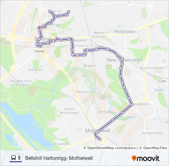 5 Route: Schedules, Stops & Maps - Motherwell (Updated)