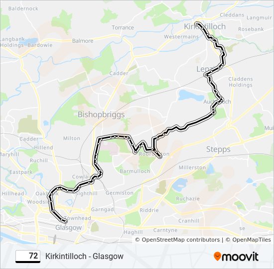72 Route: Schedules, Stops & Maps - Glasgow (Updated)