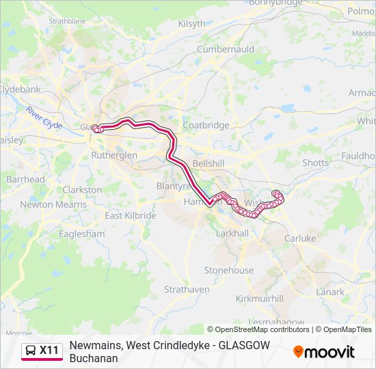 X11 Route: Schedules, Stops & Maps - Glasgow (Updated)