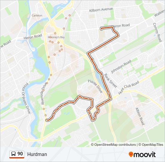 90 Route: Schedules, Stops & Maps - Hurdman (Updated)