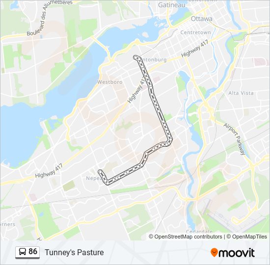 86 Route: Schedules, Stops & Maps - Tunney's Pasture (Updated)