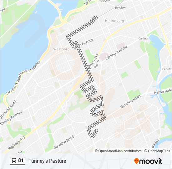 81 Route: Schedules, Stops & Maps - Tunney's Pasture (Updated)