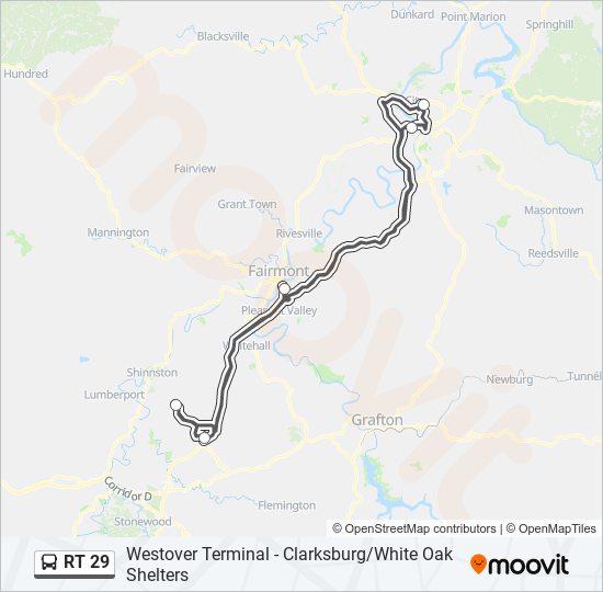 rt 29 Route: Schedules, Stops & Maps - Westover Terminal - Clarksburg ...