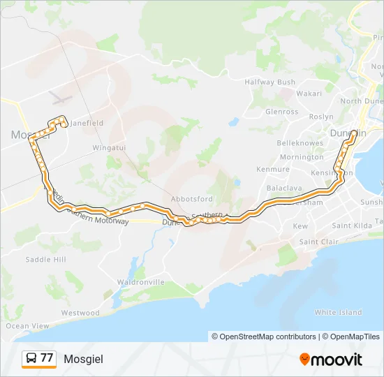 77 Route: Schedules, Stops & Maps - Mosgiel (Updated)
