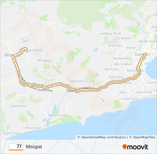 77 Route: Schedules, Stops & Maps - Mosgiel (Updated)
