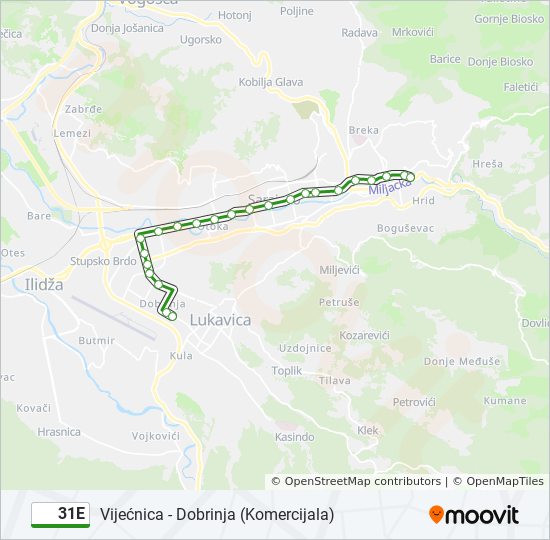 31e Trasa: Redovi vožnje, stajališta i mape - Vijećnica - Dobrinja ...