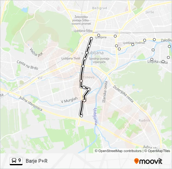9 Route: Schedules, Stops & Maps - Barje P+R (Updated)