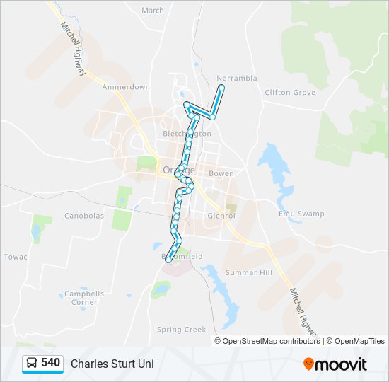 540 Route: Schedules, Stops & Maps - Charles Sturt Uni (Updated)