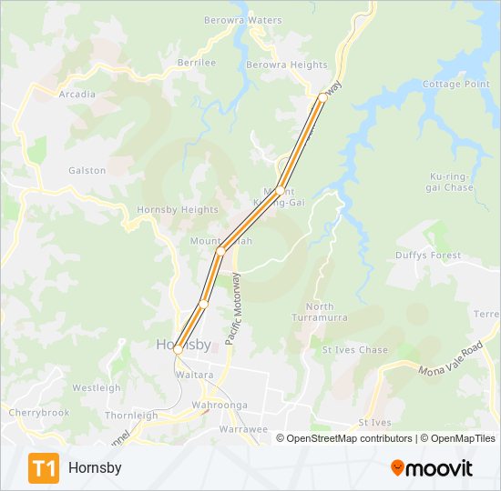 t1 Route: Schedules, Stops & Maps - Hornsby (Updated)