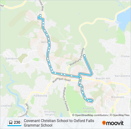230 Route: Schedules, Stops & Maps - Oxford Falls Grammar (Updated)