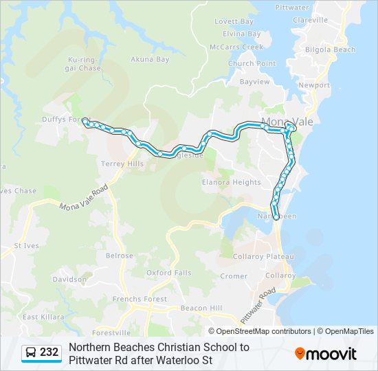232 Route: Schedules, Stops & Maps - Narrabeen (Waterloo Street) (Updated)