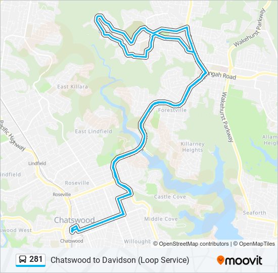 281 Route: Schedules, Stops & Maps - Chatswood (Updated)