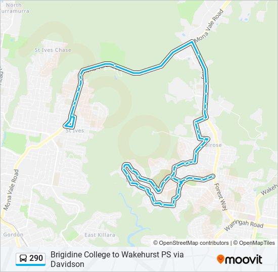 290 Route: Schedules, Stops & Maps - Glen Street & Forest Way (Updated)