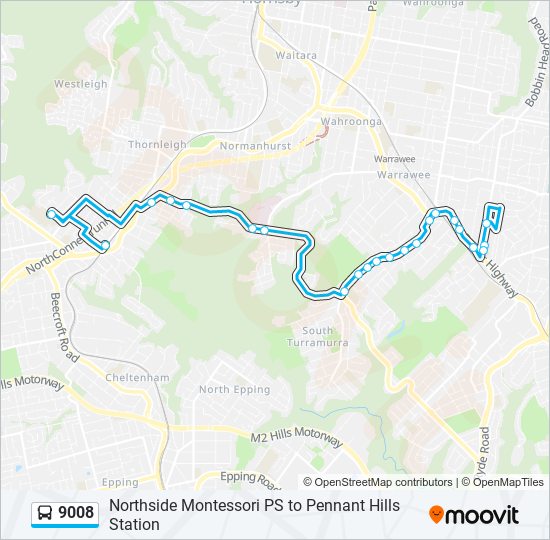 9008 Route: Schedules, Stops & Maps - Pennant Hills Stn (Updated)