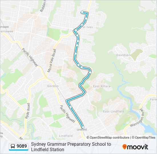 9089 Route: Schedules, Stops & Maps - Lindfield Station, opp Lindfield ...