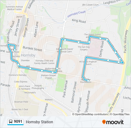 9091 Route: Schedules, Stops & Maps - Hornsby Station (Updated)