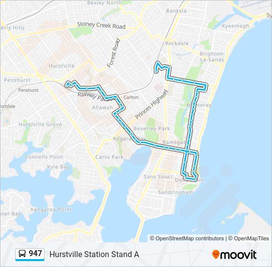 947 Route: Schedules, Stops & Maps - Hurstville Station Stand A (Updated)