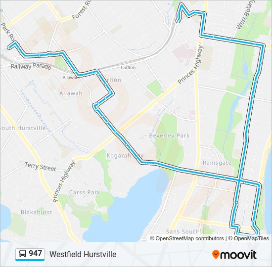 947 Route: Schedules, Stops & Maps - Westfield Hurstville (Updated)