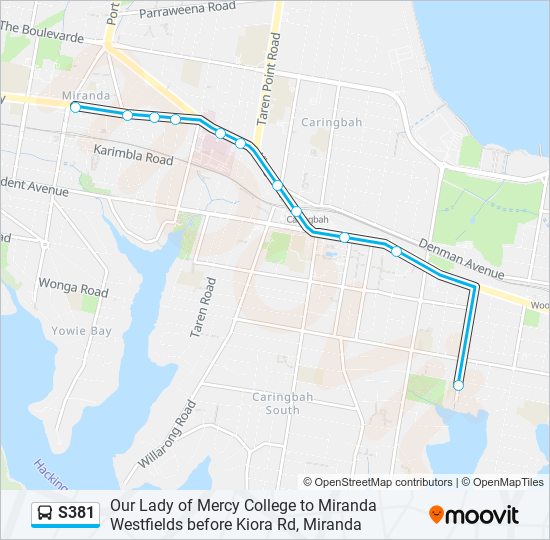 s381 Route: Schedules, Stops & Maps - Miranda - Kingsway before Kiora ...