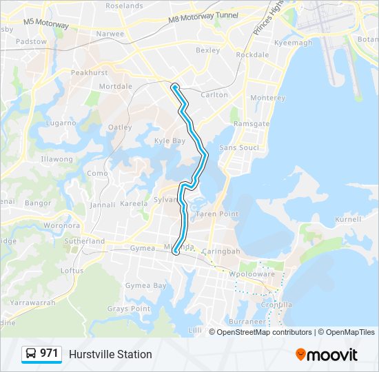 971 Route: Schedules, Stops & Maps - Hurstville Station (Updated)