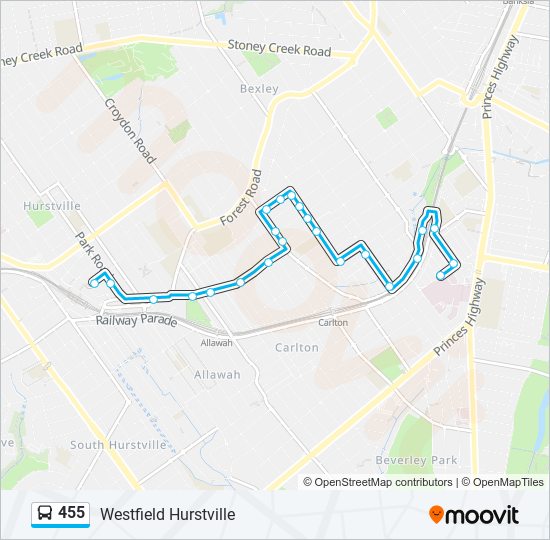 455 Route: Schedules, Stops & Maps - Westfield Hurstville (Updated)