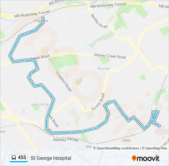 455 Route: Schedules, Stops & Maps - St George Hospital (Updated)
