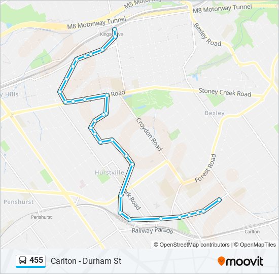 455 Route: Schedules, Stops & Maps - Carlton - Durham St (Updated)
