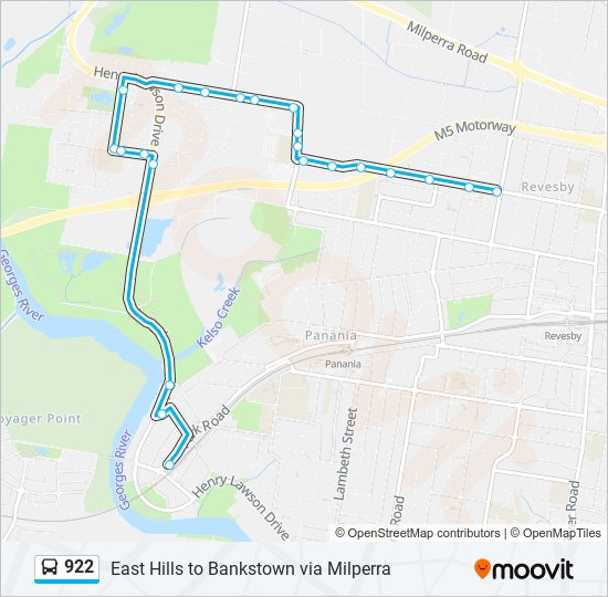 922 Route: Schedules, Stops & Maps - East Hills Station (Updated)