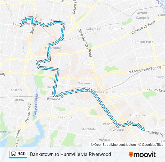 940 Route: Schedules, Stops & Maps - Westfield Hurstville (Updated)