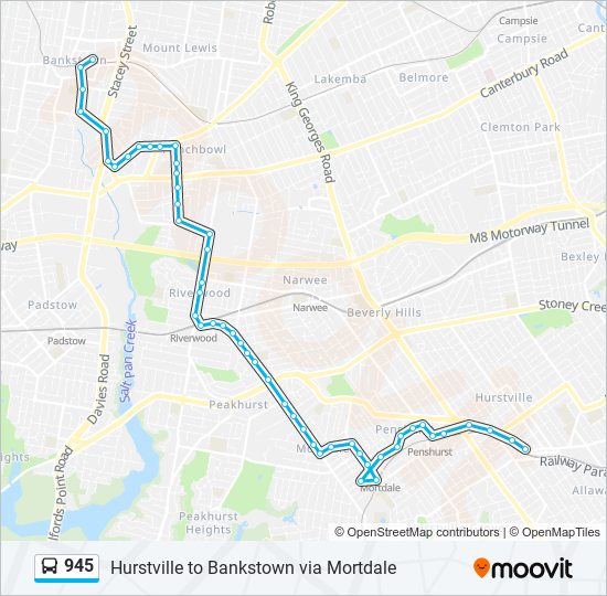 945 Route: Schedules, Stops & Maps - Westfield Hurstville (Updated)