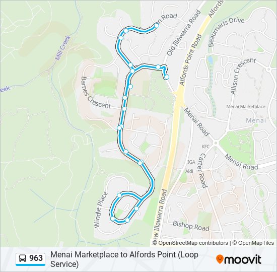 963 Route: Schedules, Stops & Maps - Menai Depot (Updated)