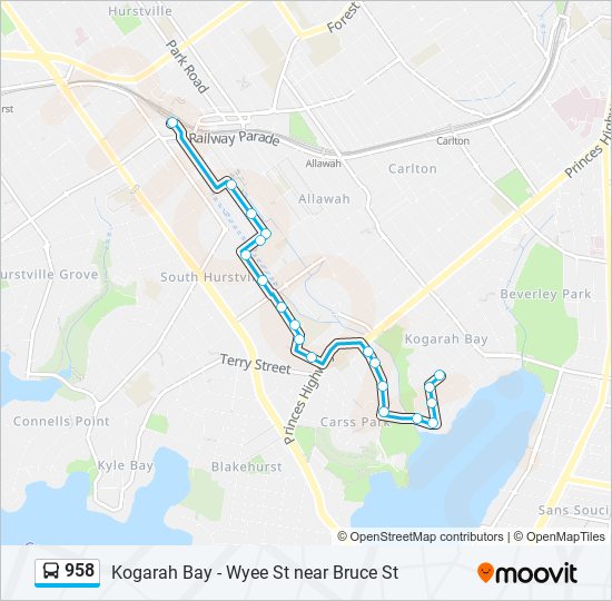 958 Route: Schedules, Stops & Maps - Kogarah Bay - Wyee St near Bruce ...