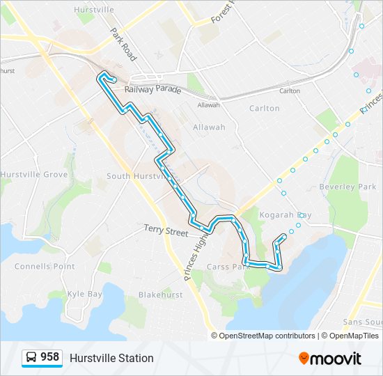 958 Route: Schedules, Stops & Maps - Hurstville Station (Updated)