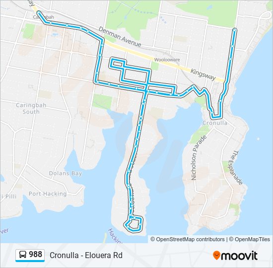 988 Route: Schedules, Stops & Maps - Cronulla - Elouera Rd (Updated)