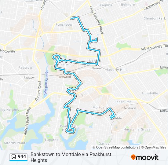 944 Route: Schedules, Stops & Maps - Punchbowl Station: The Boulevarde ...