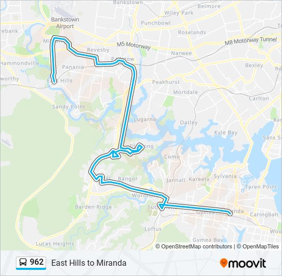 962 Route: Schedules, Stops & Maps - Westfield Miranda (Updated)