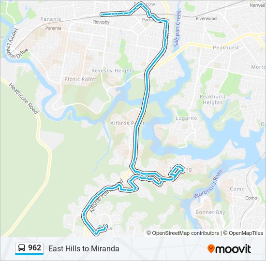 962 Route: Schedules, Stops & Maps - Revesby Station (Updated)
