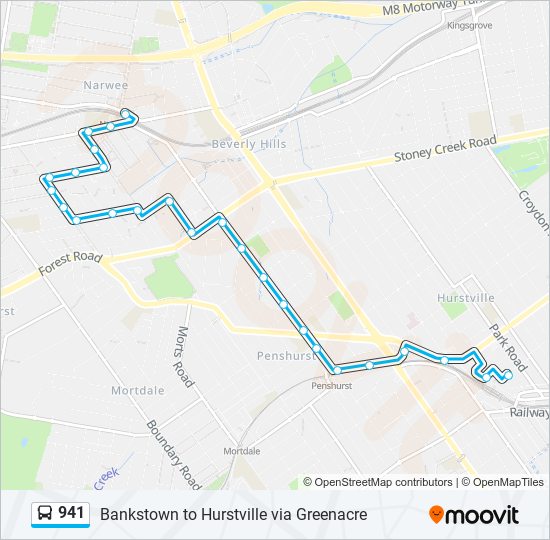941 Route: Schedules, Stops & Maps - Narwee Station-Hannans Road (Updated)