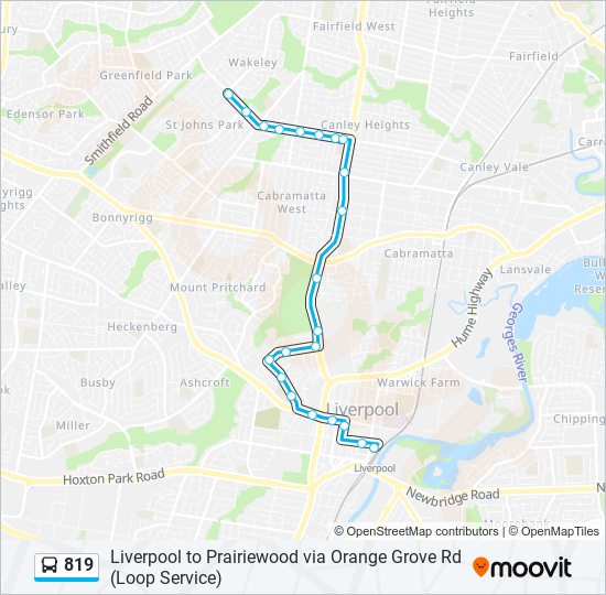 819 Route: Schedules, Stops & Maps - Canley Vale Rd opp Bulls Rd (Updated)