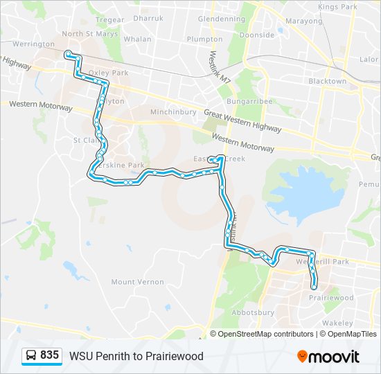 835 Route: Schedules, Stops & Maps - St Marys Stn (Updated)