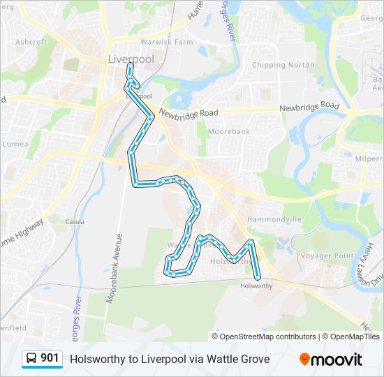 901 Route: Schedules, Stops & Maps - Holsworthy Stn (Updated)