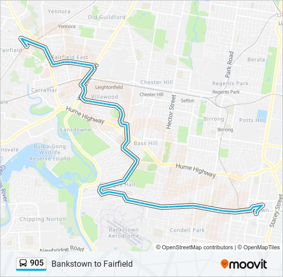 905 Route: Schedules, Stops & Maps - Bankstown Stn (Updated)