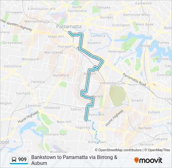 909 Route: Schedules, Stops & Maps - Parramatta Stn (Updated)