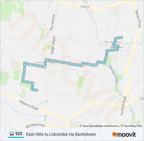 925 Route: Schedules, Stops & Maps - The Mall opp Bankstown Central ...